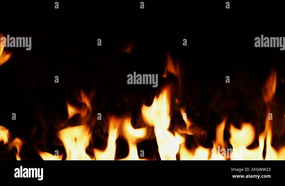 Igniting fire isolated on black background. Detailed real flames ...