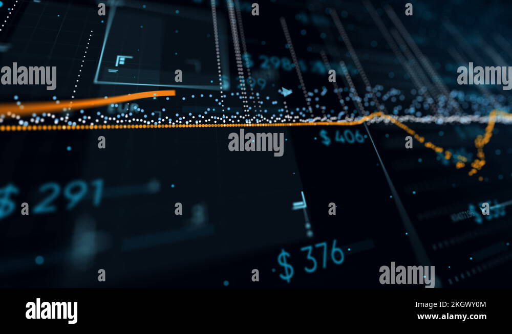 4K financial business chart with diagrams and stock numbers showing ...