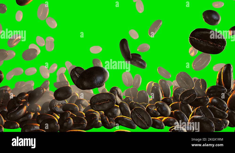 Coffee beans falling in slow motion against Green Screen Stock Video ...