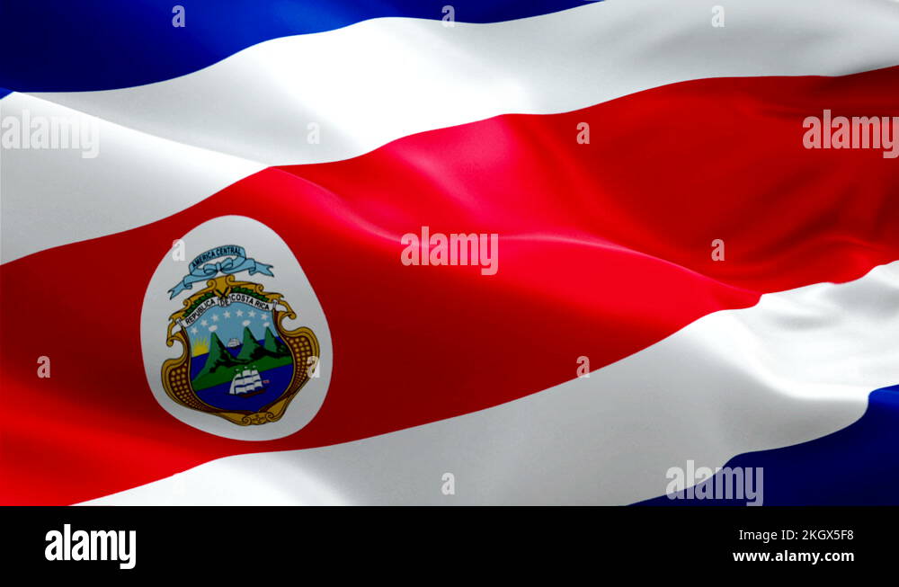 Costa Rica flag video waving in wind. Realistic Costa Rica Flag ...