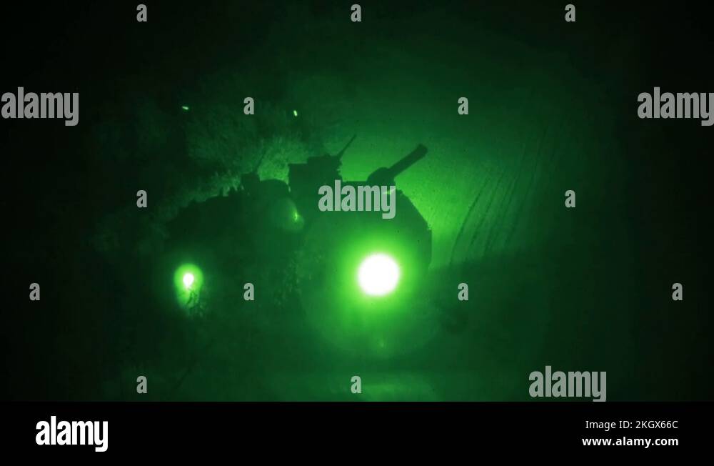 Night vision imagery of battle tank travelling Stock Video Footage - Alamy