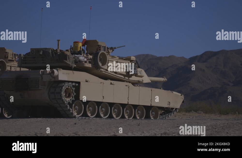 M1A1 Abrams tank firing cannon during battlesight zero exercise Stock ...