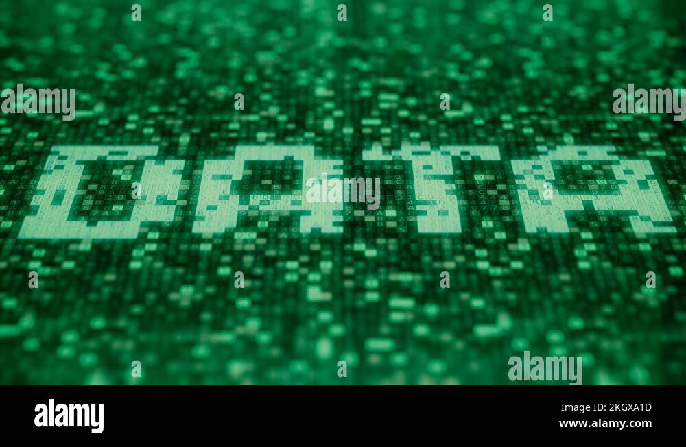 Flashing hexadecimal symbols on a green computer screen compose DATA word Stock Video Footage ...