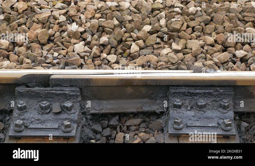 Expansion Rail Joint Rail Sleepers and Gravel Ballast Stock Video ...