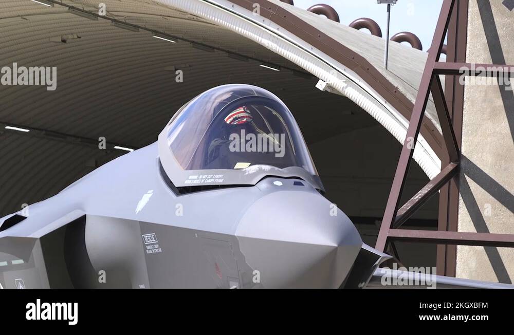 F-35A Lightning II cockpit canopy opening for pilot Stock Video Footage ...