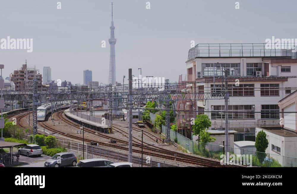 Trains and Tokyo Sky Tree Tower Stock Video Footage - Alamy