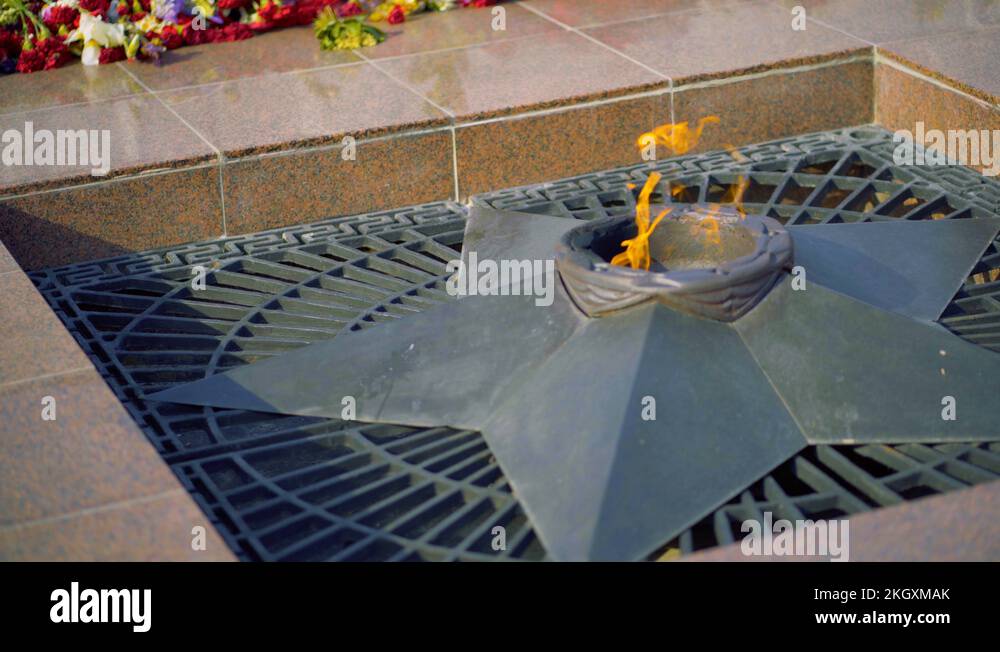 Eternal Flame memorial monument. Fire burns in memory of millions ...