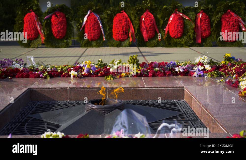 Eternal Flame memorial monument. Fire burns in memory of millions ...