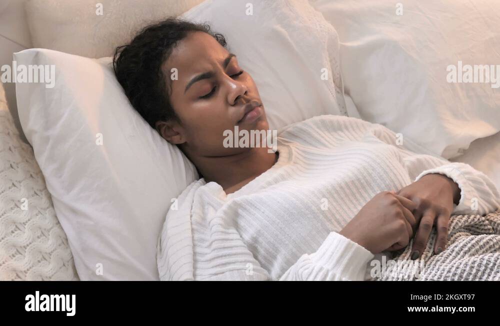 Nightmare, Top View of Sleeping African Woman Waking Up in Shock Stock ...