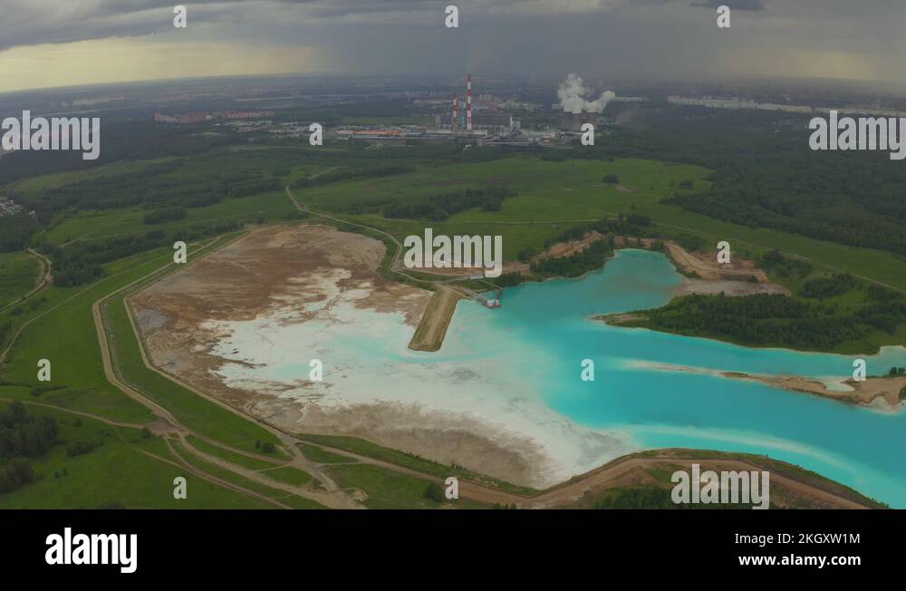 Artificial lake for discharging chemical waste from a chemical plant ...