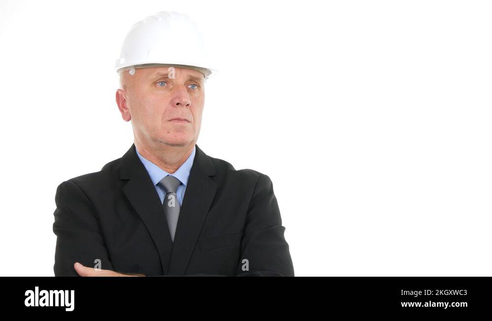 Engineer Wearing Suit and Helmet Make Agree Gestures a Good Job Hand ...