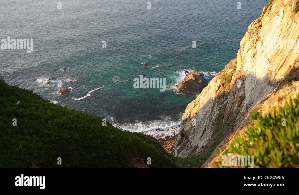 Downward top down perspective over a huge treacherous dangerous cliff ...