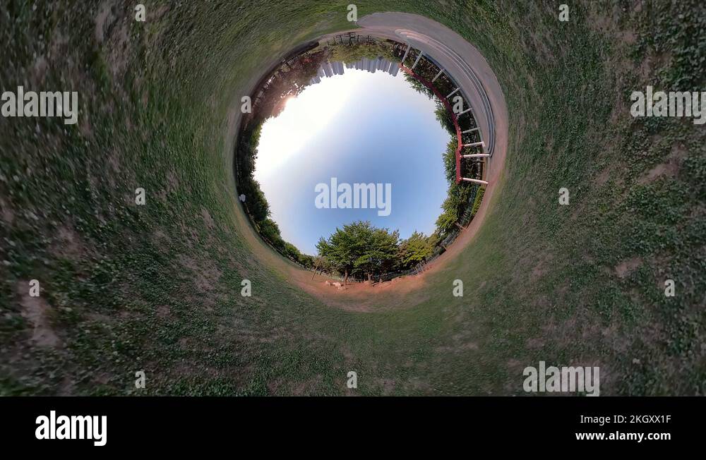 Little Planet View of Carbon-neutral forest in Ansan Hwarang Recreation ...