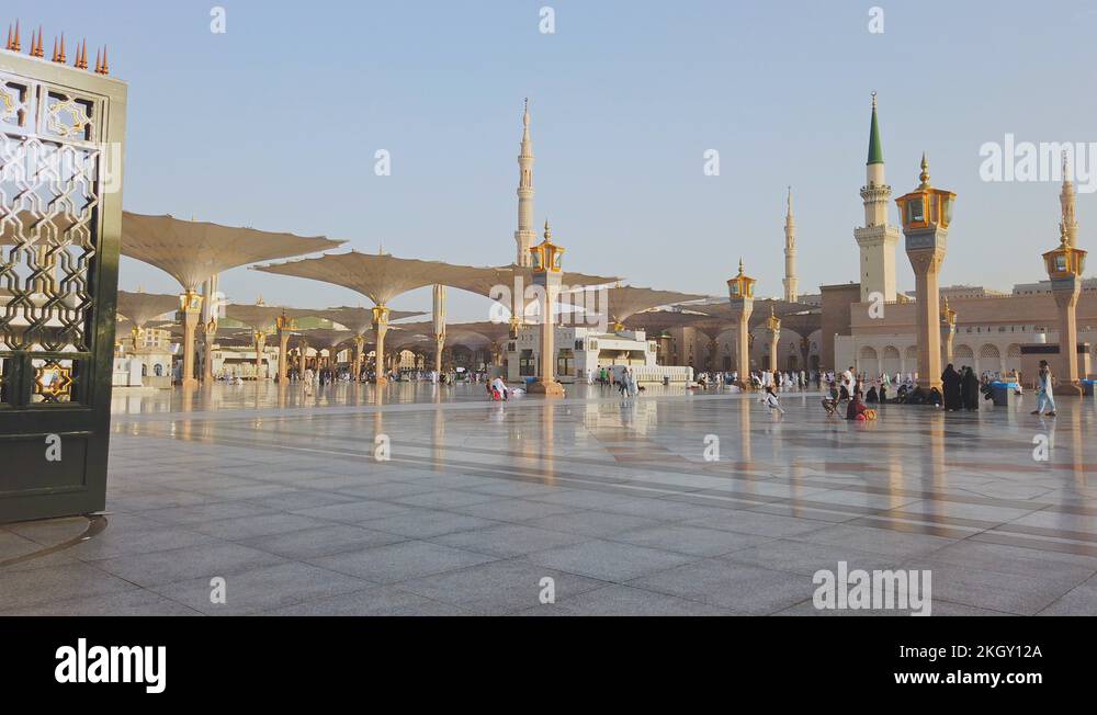 Muslims walk at the compound of Masjid Al Nabawi in Al Madinah, Saudi ...