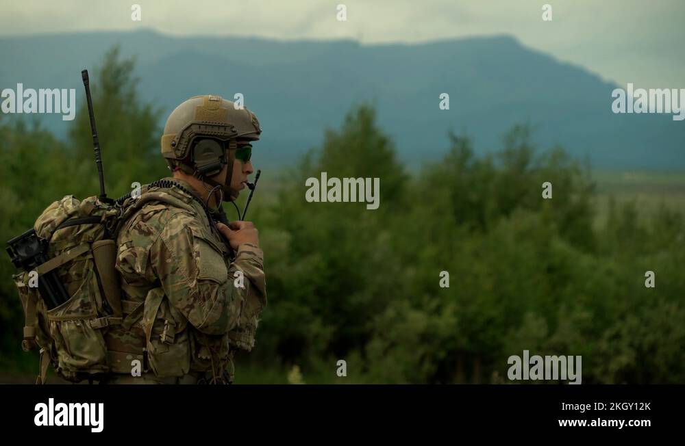 Soldier Keeps Lookout For Aircraft During Close Air Support Exercise