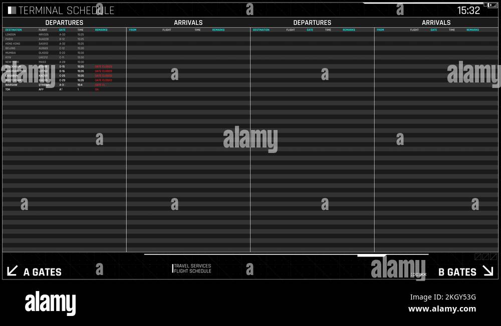 Flight information on departure board, airport terminal schedule ...
