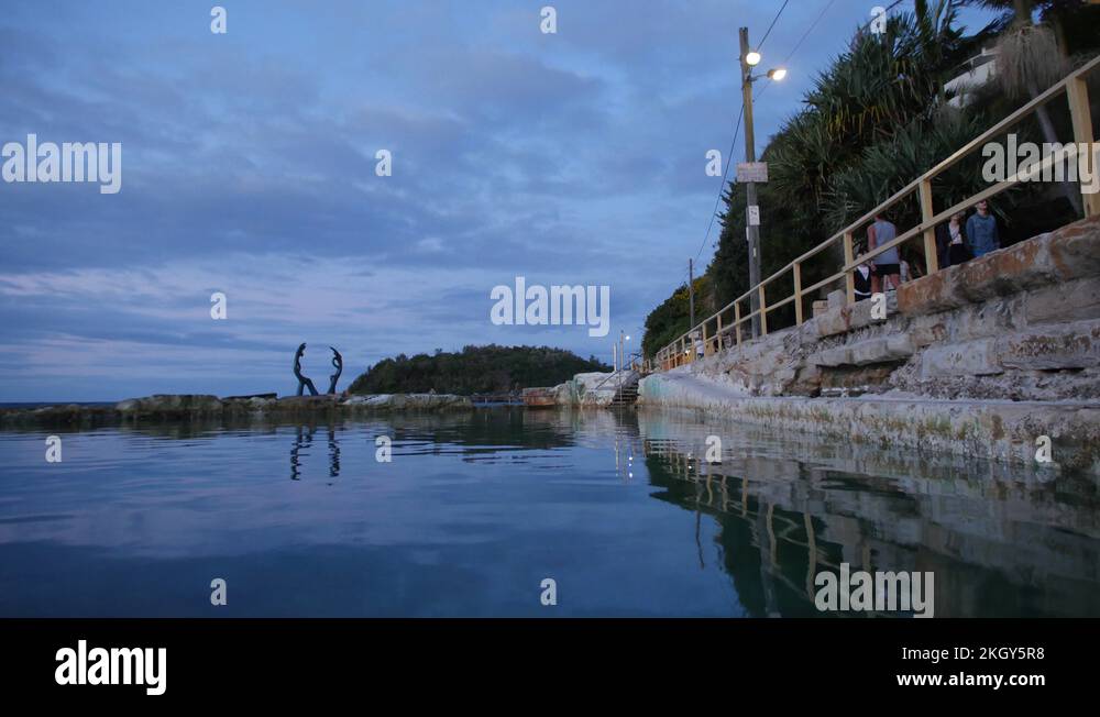 Evening Stroll Past Sydney Rock Pool TL 4K Stock Video Footage - Alamy