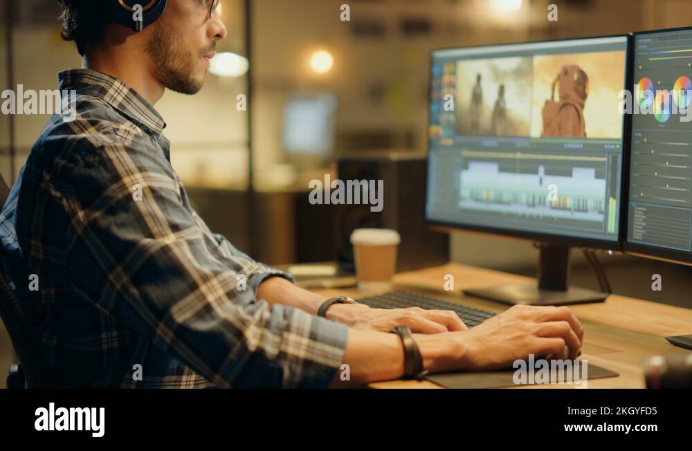 Engineer wearing headphones works Stock Videos & Footage - HD and 4K ...