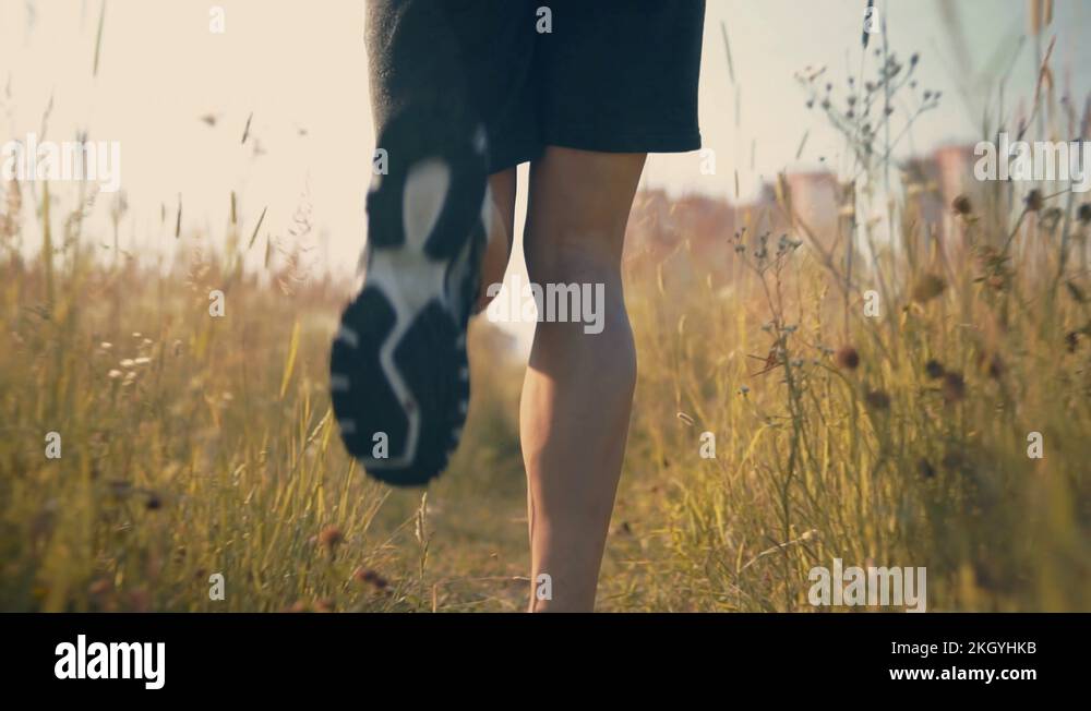 Running Man Close Up Shot.Close Up Legs Running Slow Motion Stock Video ...