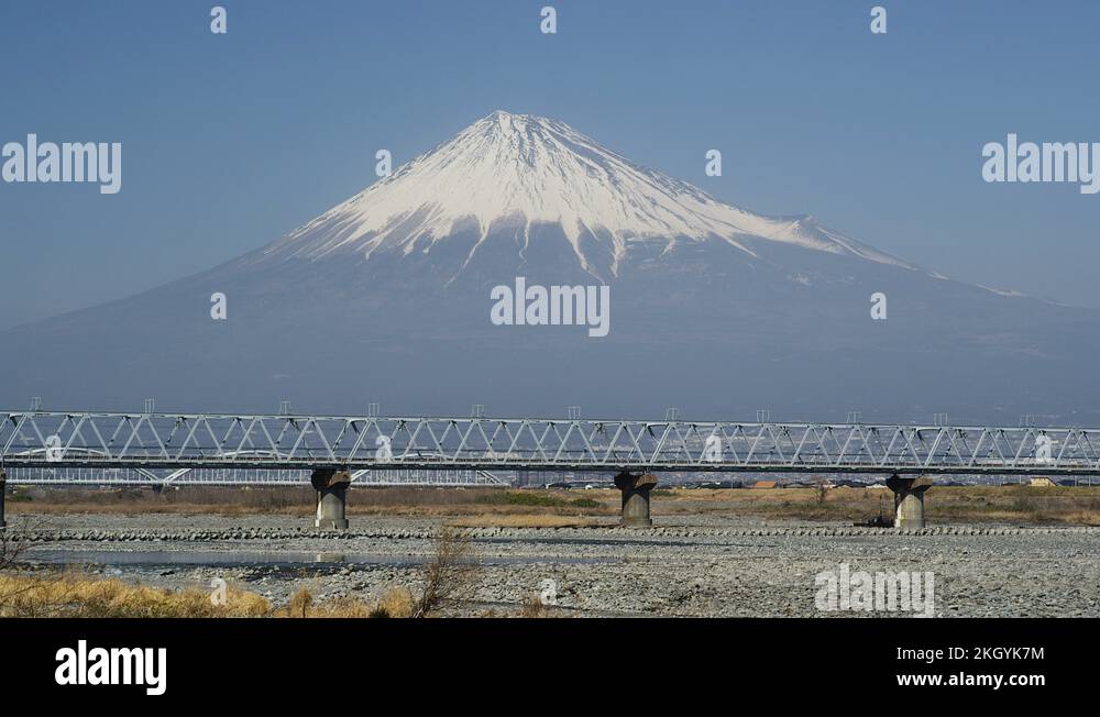 Shinkansen Running on Fujikawa Iron Bridge, Fuji, Japan Stock Video ...