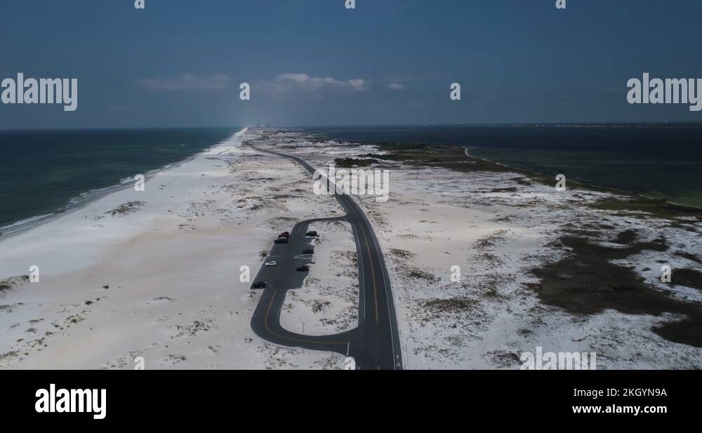 Parking area for visitors at Santa Rosa Island Reserve drone aerial 4K ...