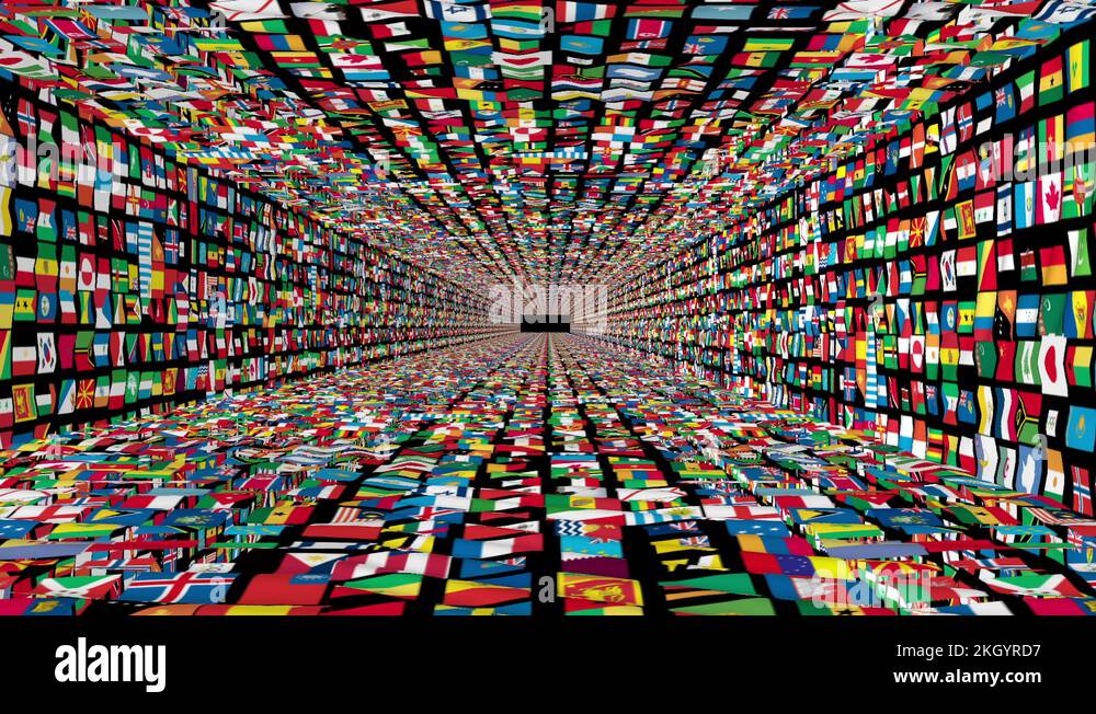 Tunnel of World Flags, loop, alpha Stock Video Footage - Alamy