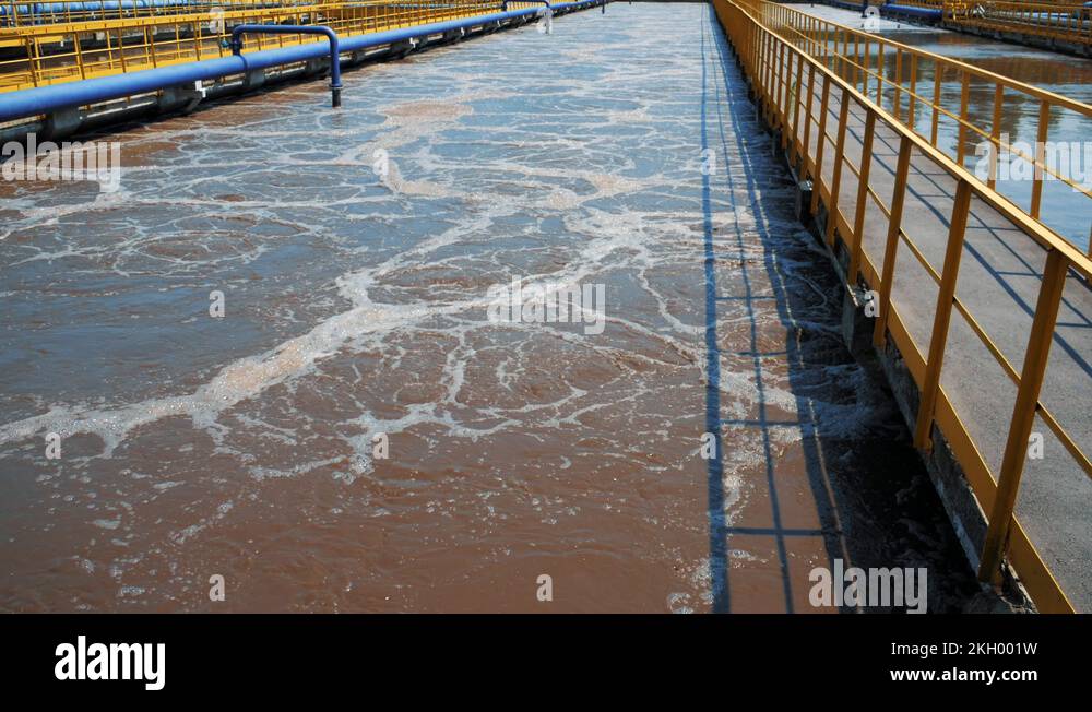 Wastewater treatment plant. Dirty water cleaning facilities. Sewage ...