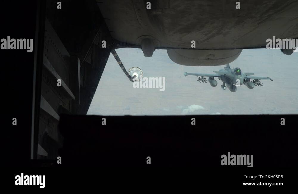 French Air Force Dassault Rafale approaching drogue for air to air ...