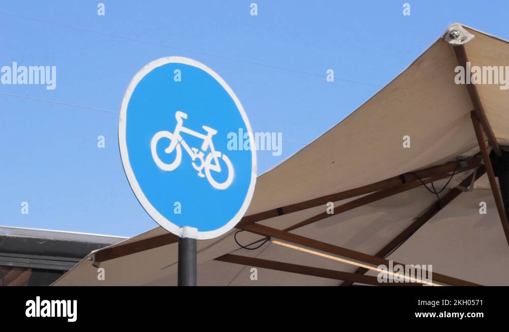 Blue bike path sign Stock Videos & Footage - HD and 4K Video Clips - Alamy