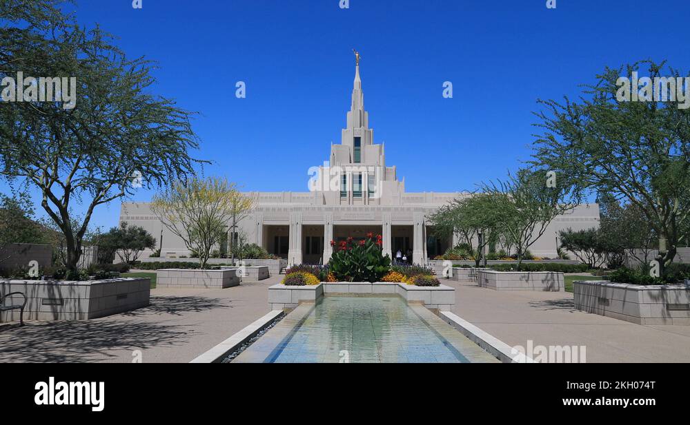 LDS Mormon Temple Phoenix Arizona fountain entrance 4K Stock Video ...