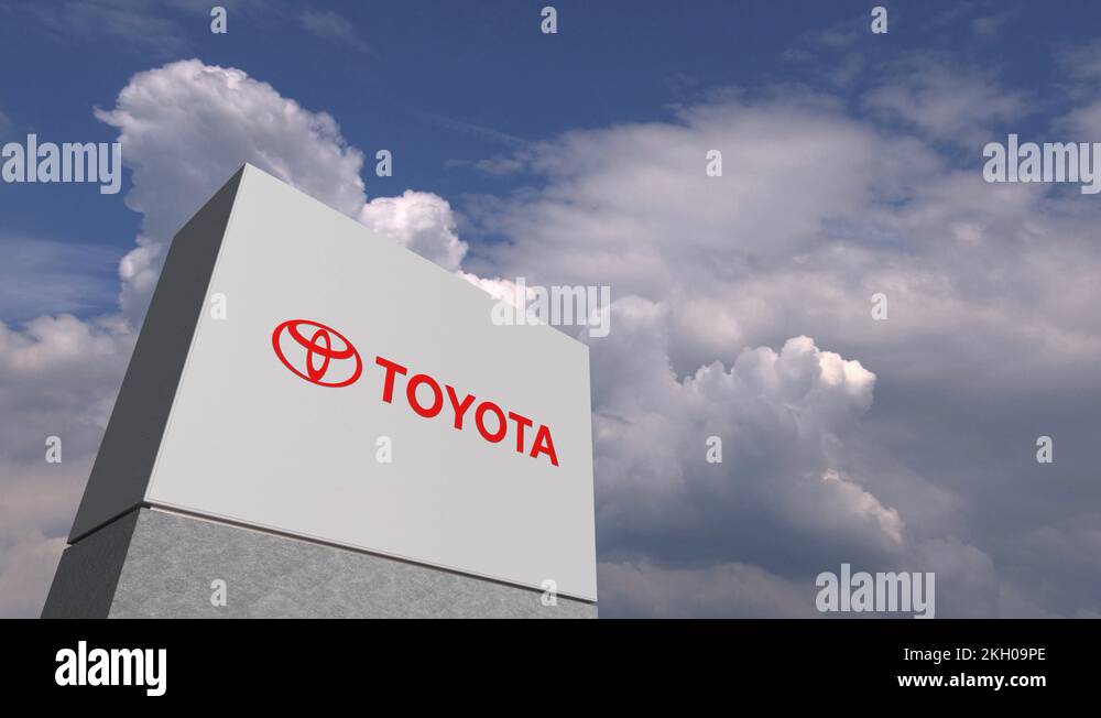 TOYOTA logo against sky background, editorial 3D animation Stock Video ...