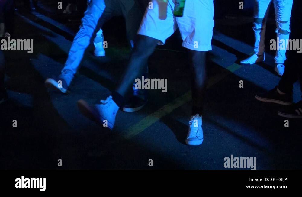 KINGSTON, JAMAICA : Scenery of outdoor street night club Stock Video ...