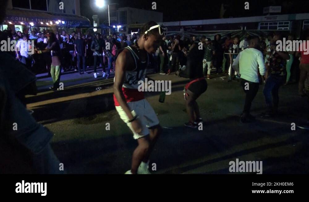 KINGSTON, JAMAICA : Scenery of outdoor street night club Stock Video ...