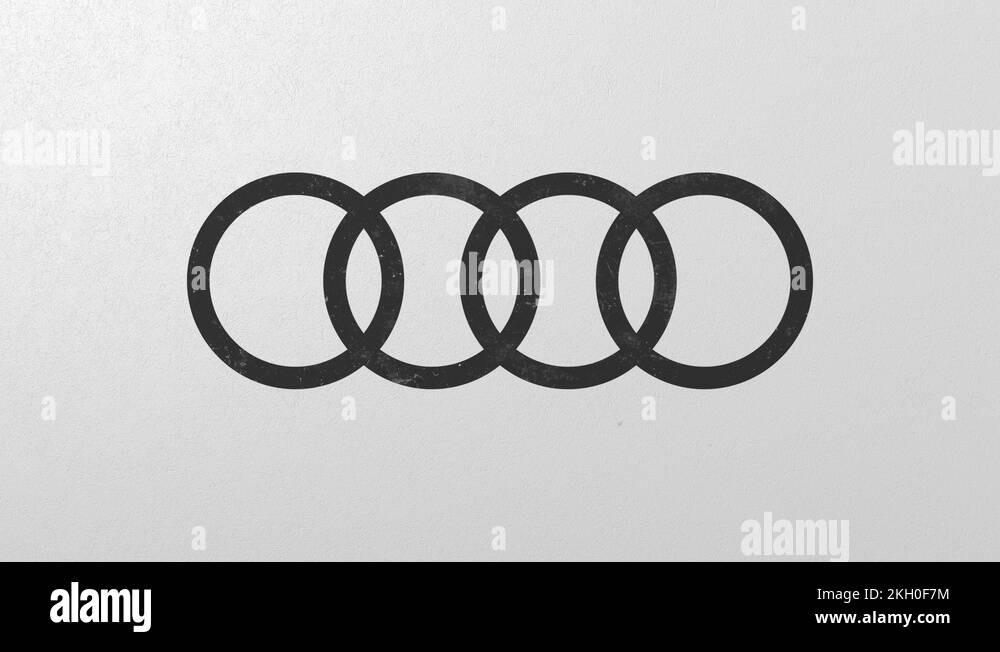 Breaking wall with painted logo of Audi. Crisis related editorial 3D ...