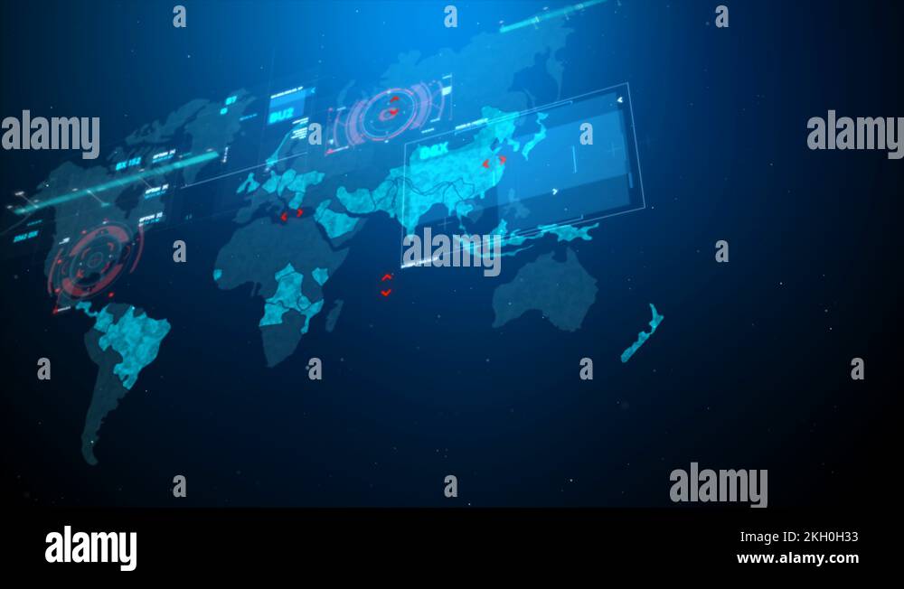 World map Futuristic user interface HUD Stock Video Footage - Alamy