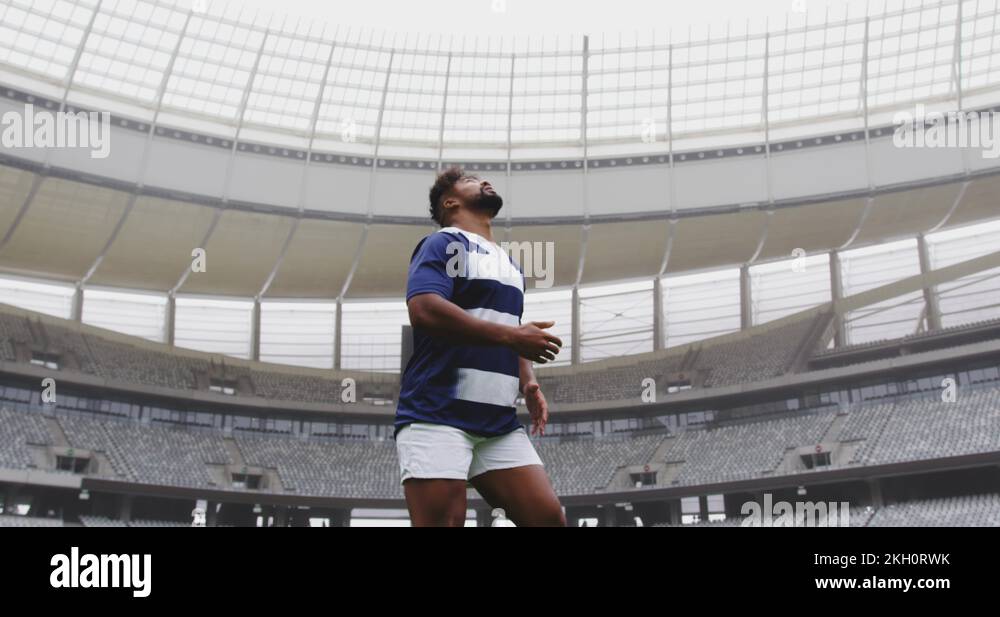 Male rugby player playing rugby match in stadium 4k Stock Video Footage ...