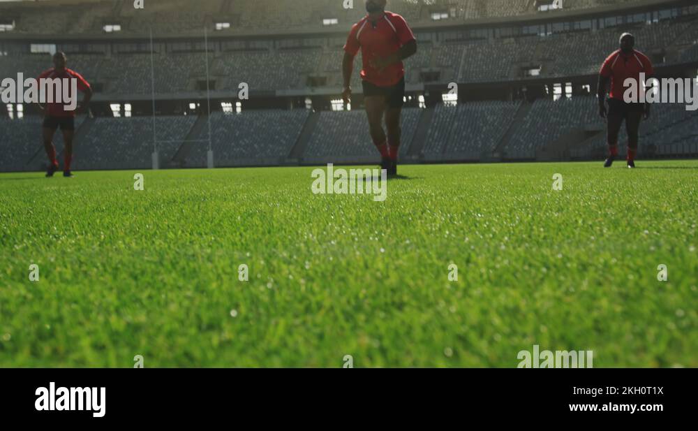 Rugby players playing rugby match in stadium 4k Stock Video Footage - Alamy