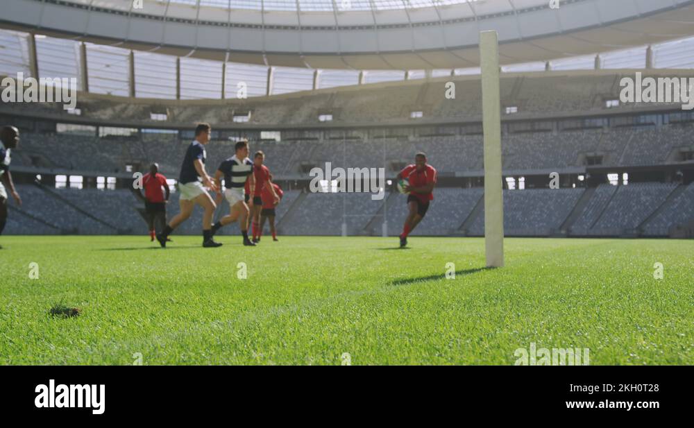 Rugby players playing rugby match in stadium 4k Stock Video Footage - Alamy