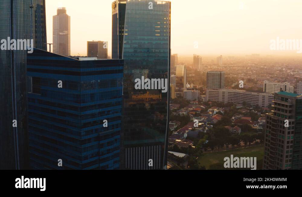 Modern office buildings and air pollution smoke Stock Video Footage - Alamy