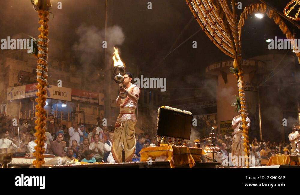 Puja Performed in Varanasi, India Stock Video Footage - Alamy