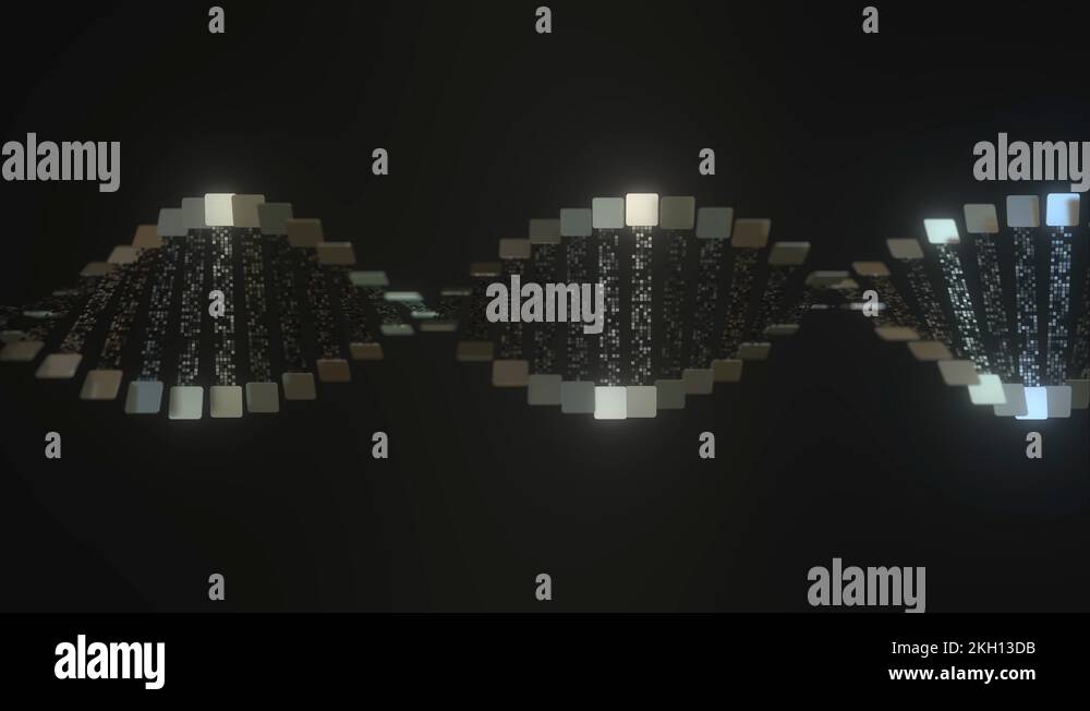 Conceptual DNA molecule model made of metal. Loopable motion background ...