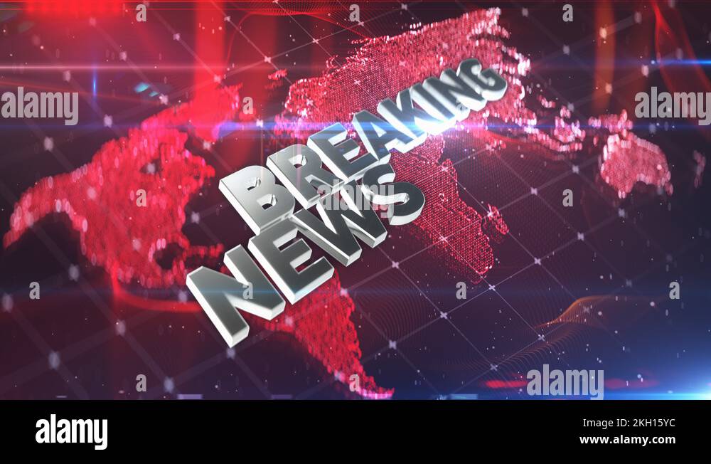 Breaking news intro on world map background, international or local ...