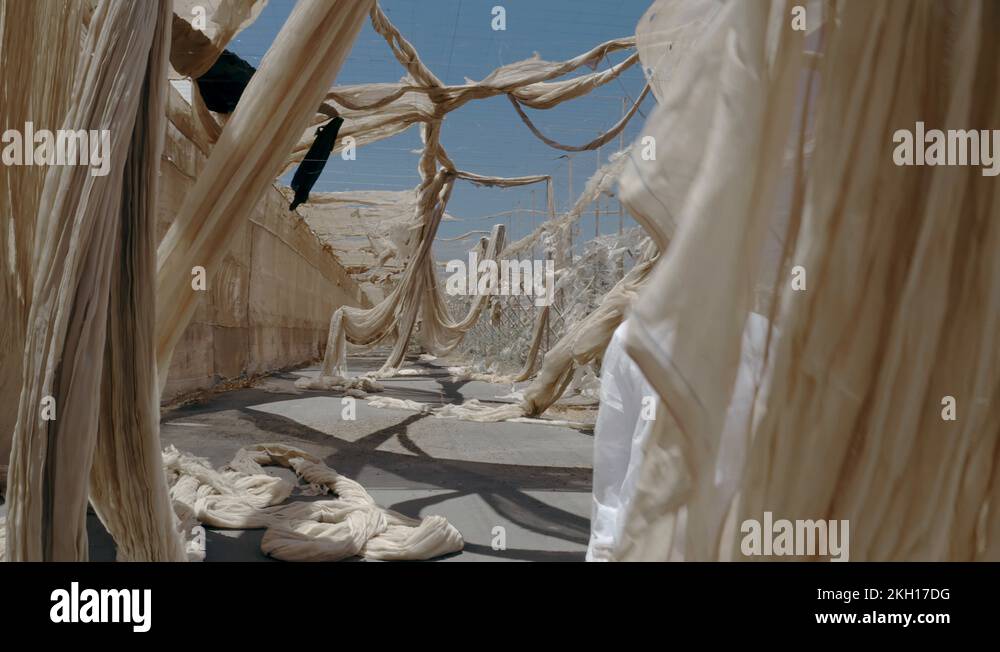 Female Research Scientist in hazmat outfit walking through the ...