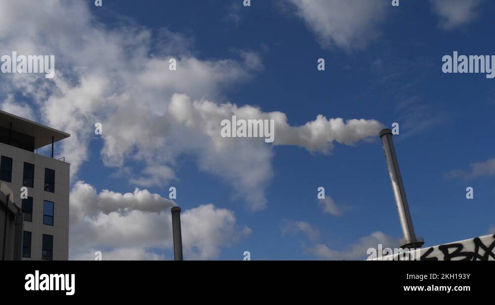 Steam of Water coming out of the Chimney of an Incinerator, Near Paris ...