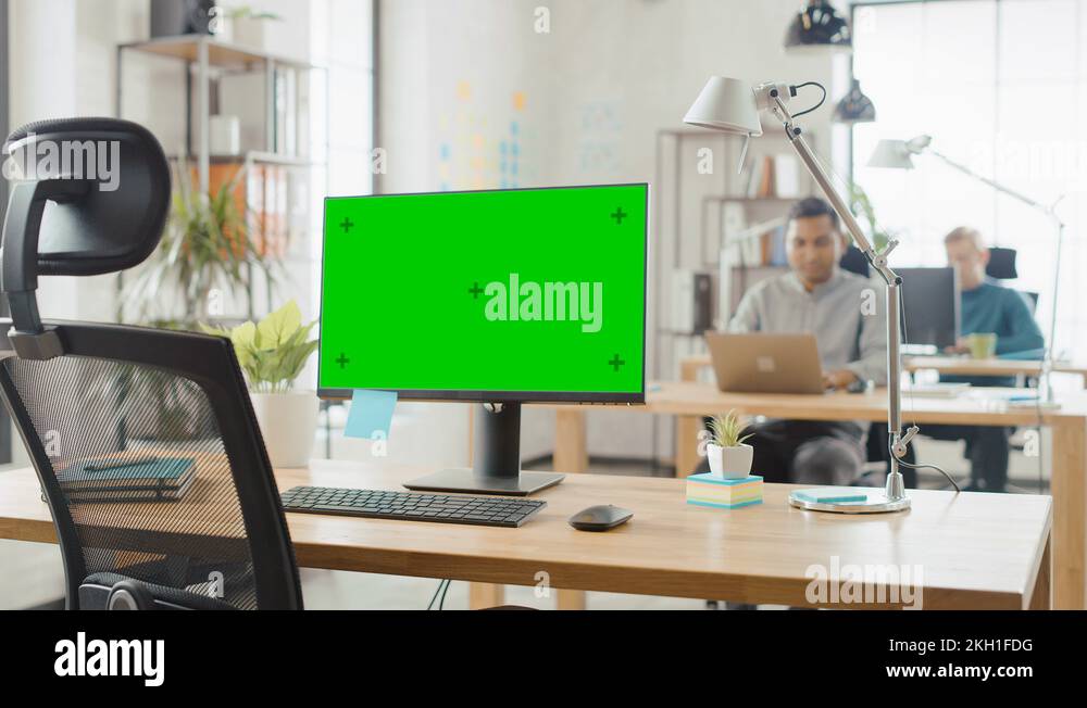 Mock-up Screen Desktop Computer Standing on the Desk in the Modern ...