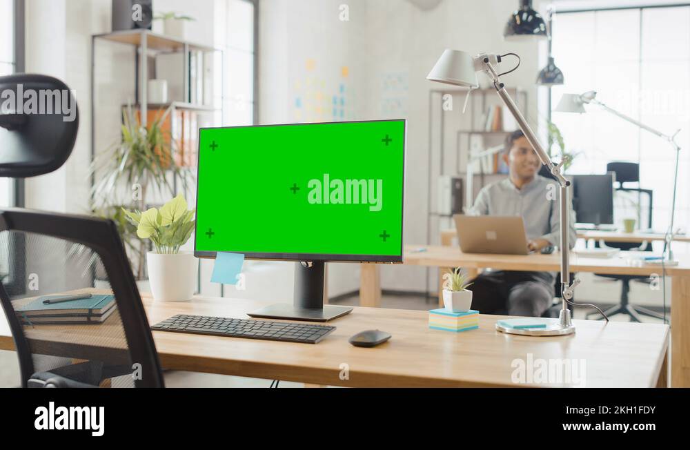 Mock-up Screen Desktop Computer Standing on the Desk in the Modern ...