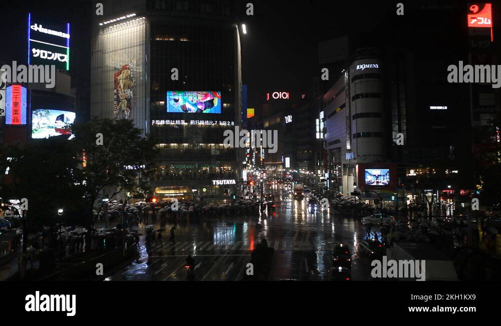 Night Traffic Shibuya Crossing Tokyo Crowd People Walk Crowded Street ...