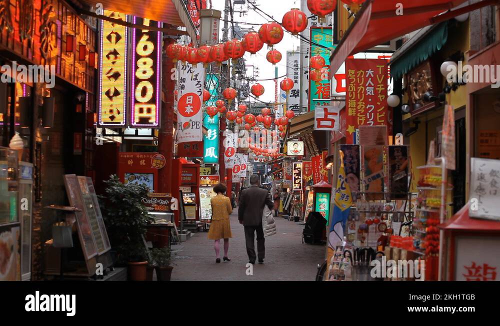 Bright Light Neon Vibrant Sign People Crowd Walking Shopping Street ...