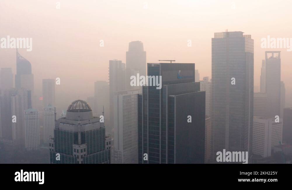 Air pollution and silhouette of office buildings Stock Video Footage ...