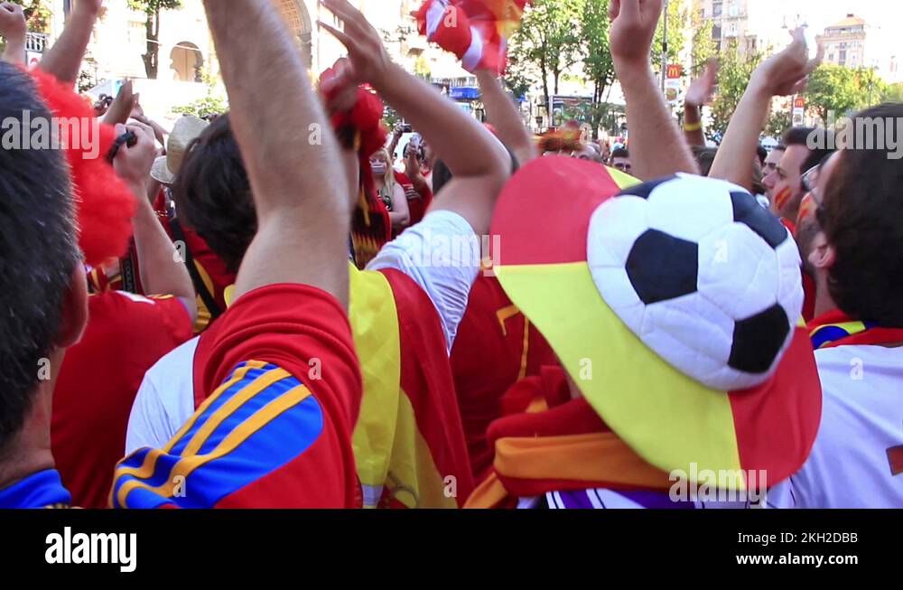 Spanish football fans before final match of European Football ...